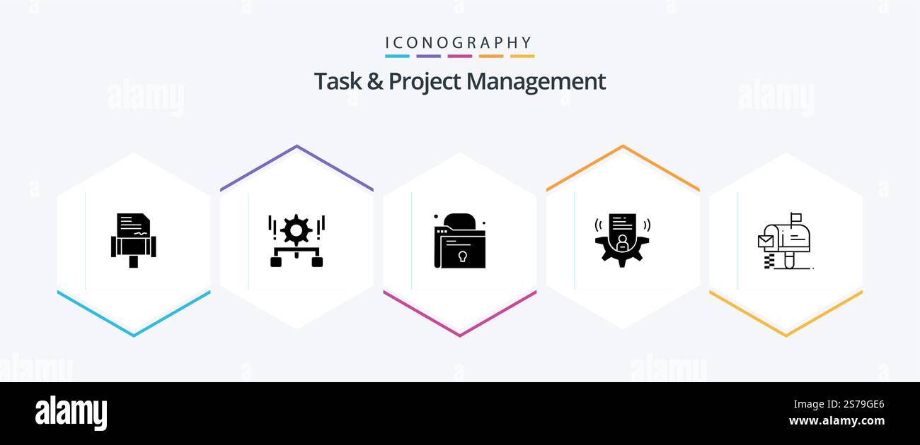 Task And Project Management 25 Glyph icon pack including profile . setting . setting . file ...