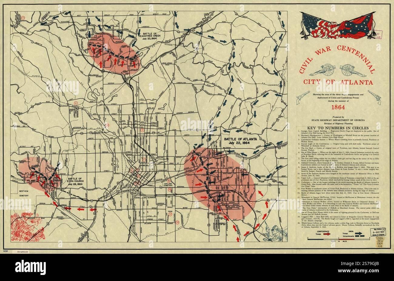Civil War Centennial, city of Atlanta : showing the area of the three ...