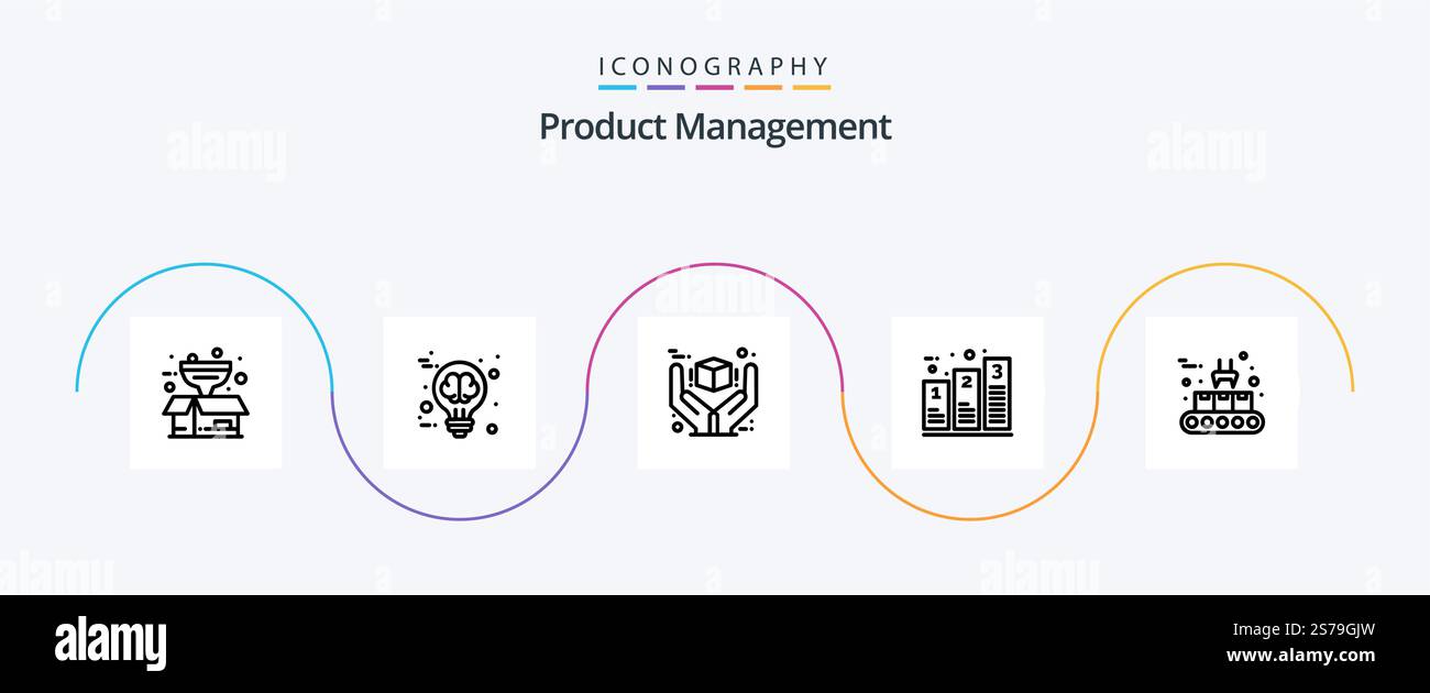 Product Management Line 5 Icon Pack Including phases. graph. great ...