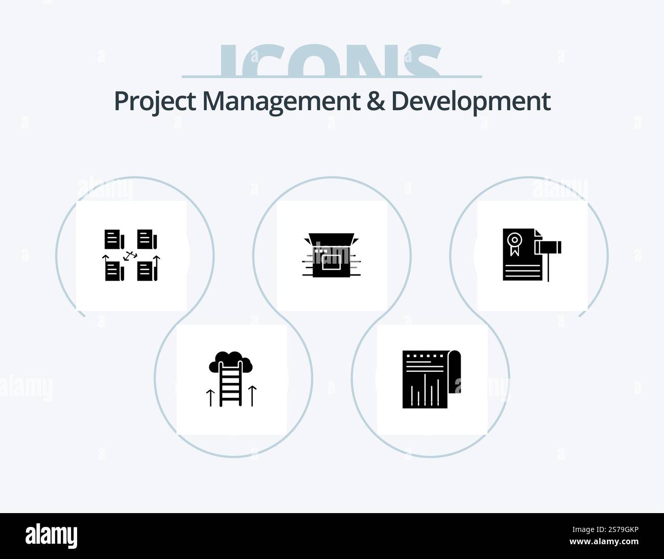 Project Management And Development Glyph Icon Pack 5 Icon Design ...