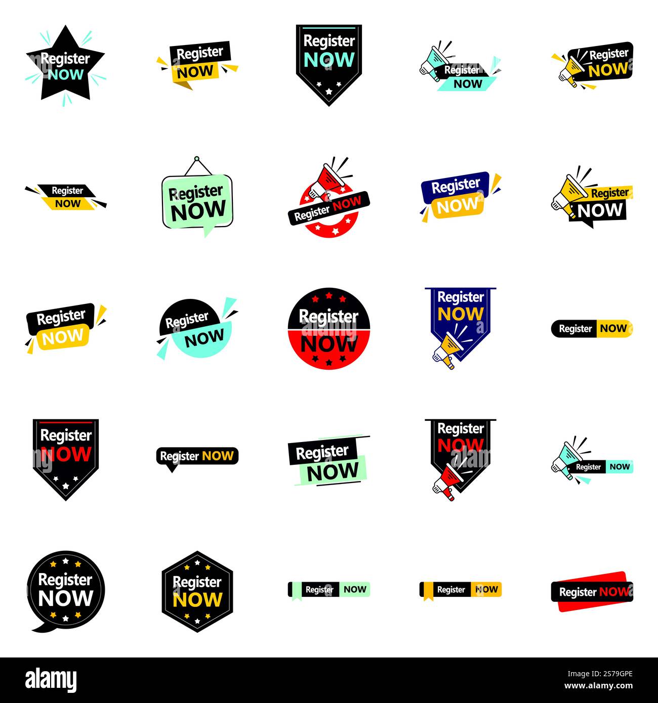 25 Professional Typographic Designs for Register Now Stock Vector Image ...