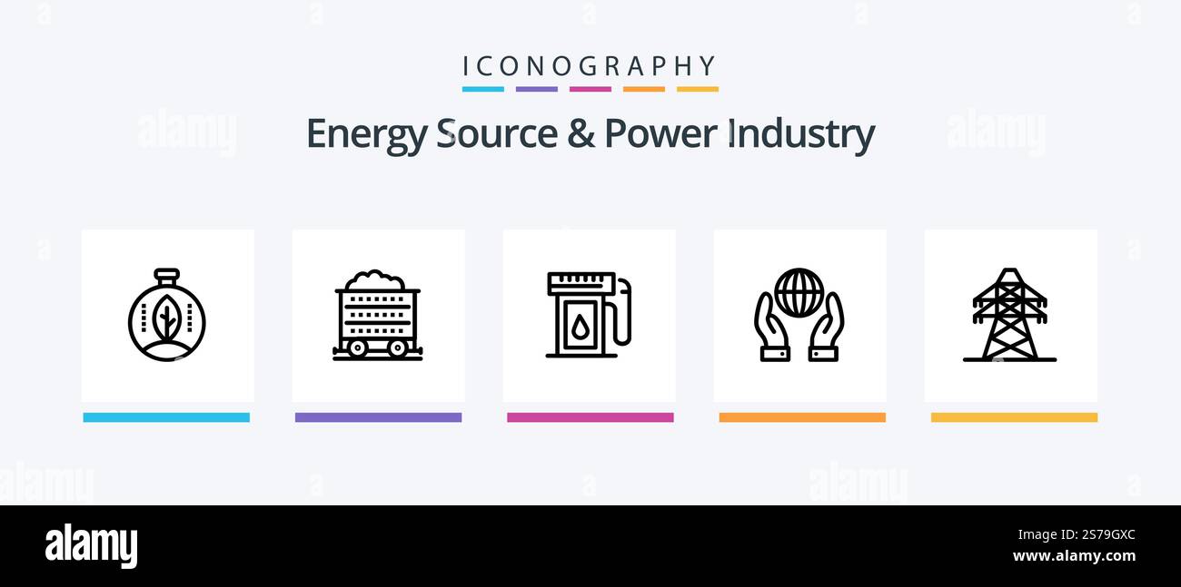 Energy Source And Power Industry Line 5 Icon Pack Including dumpper ...