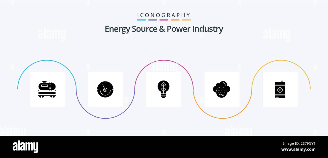 Energy Source And Power Industry Glyph 5 Icon Pack Including oil barrel ...