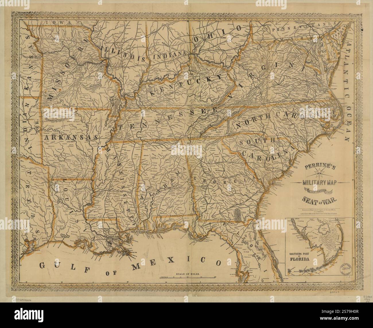 Perrine's New military map illustrating the seat of war : [southern U.S ...