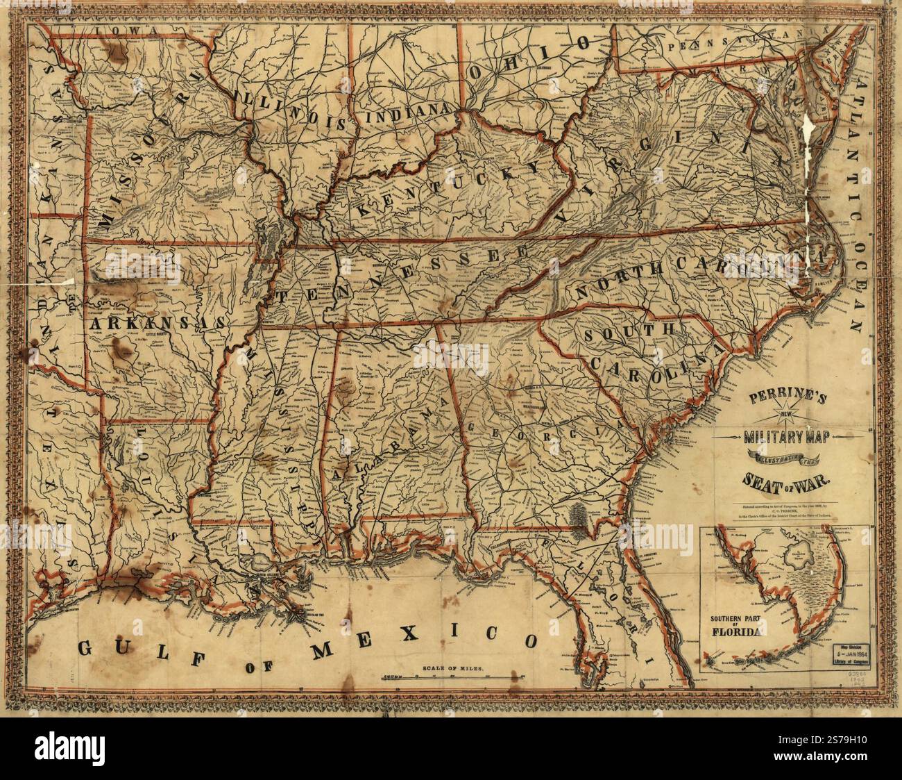 Perrine's New military map illustrating the seat of war : [southern U.S ...