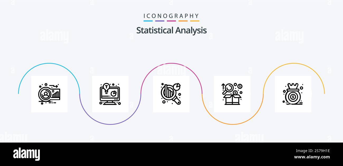 Statistical Analysis Line 5 Icon Pack Including analysis. graph ...