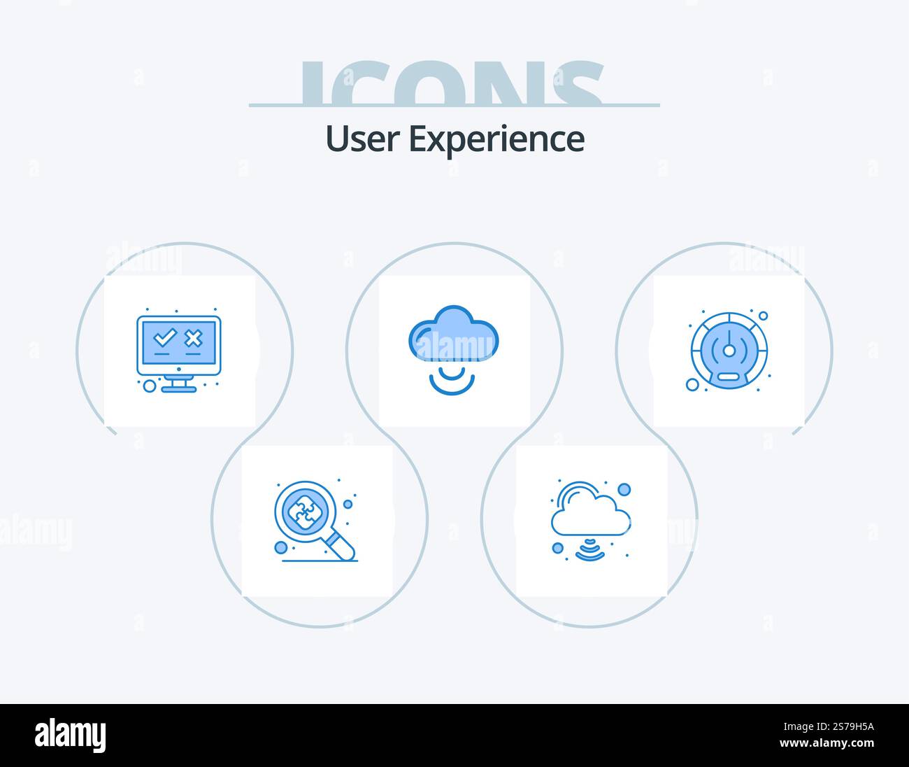 User Experience Blue Icon Pack 5 Icon Design. user. performance. list ...