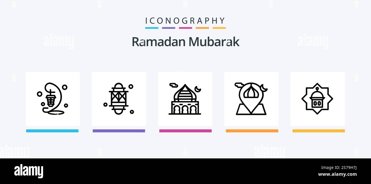 Ramadan Line 5 Icon Pack Including god. islam. muslim. allah. pray ...