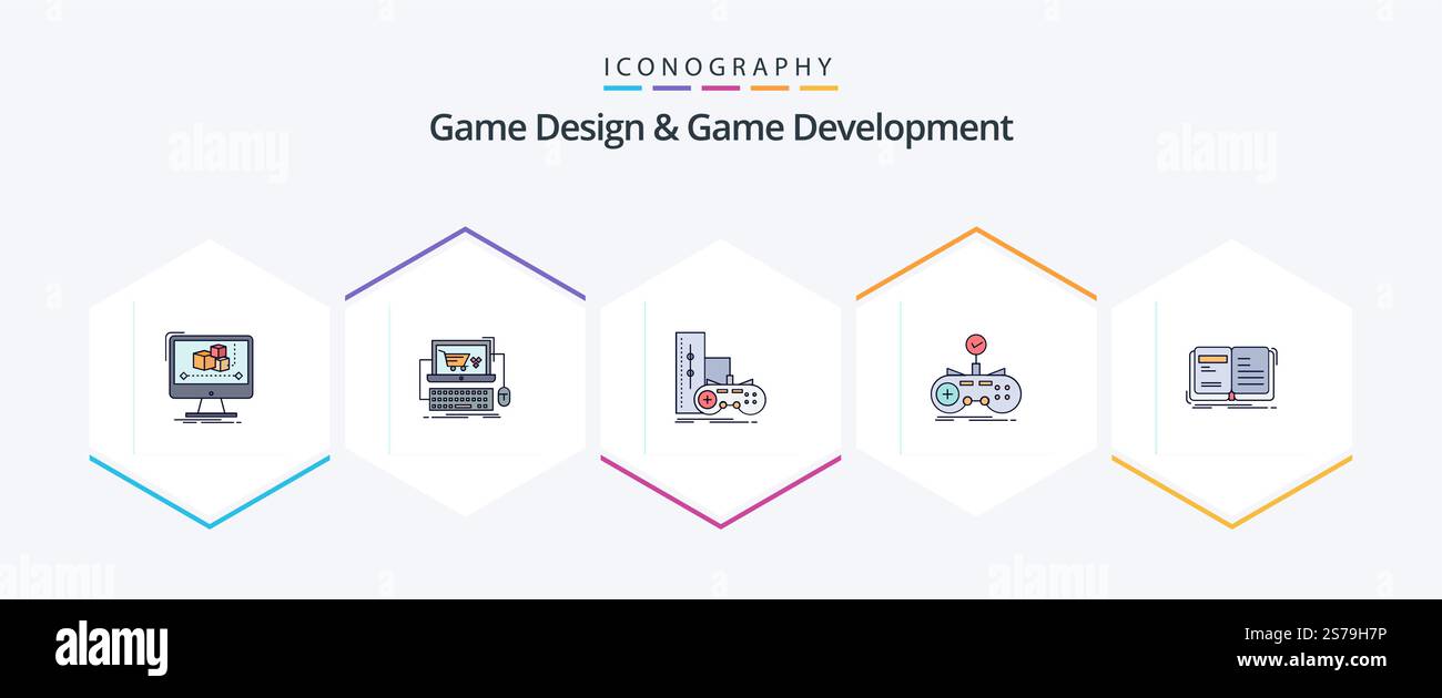 Game Design And Game Development 25 FilledLine icon pack including game ...