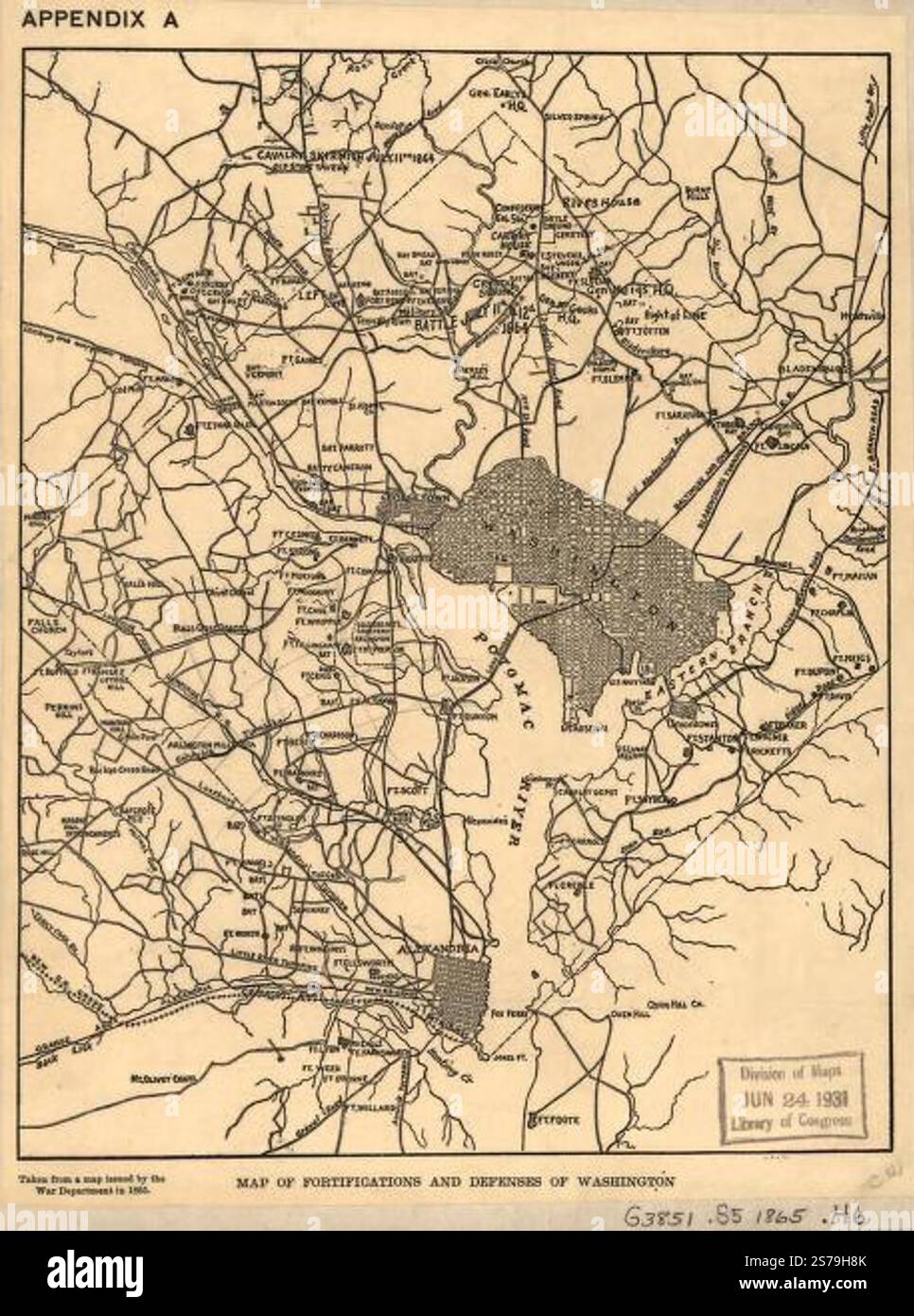 Map of fortifications and defenses of Washington. 1865 by Hodasevich R ...