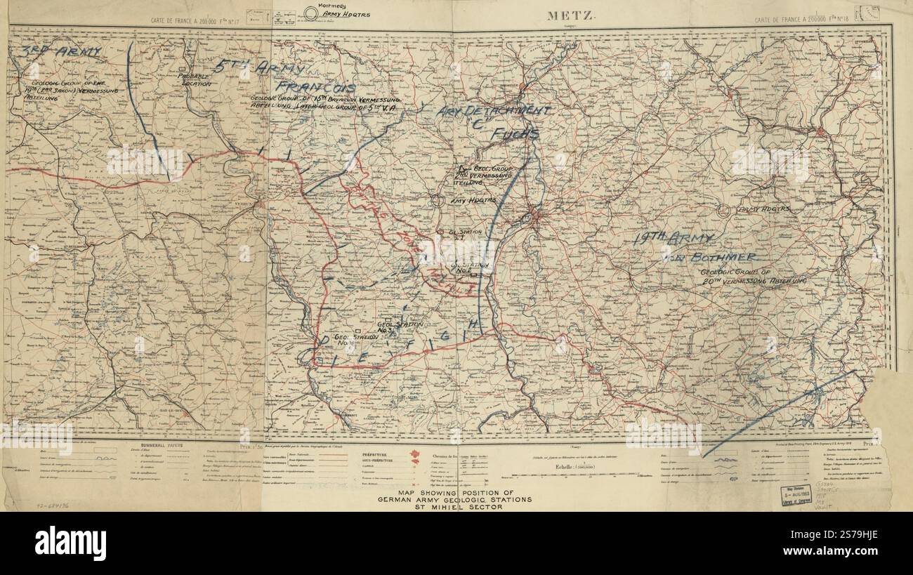 Map showing position of German Army geologic stations, St. Mihiel ...