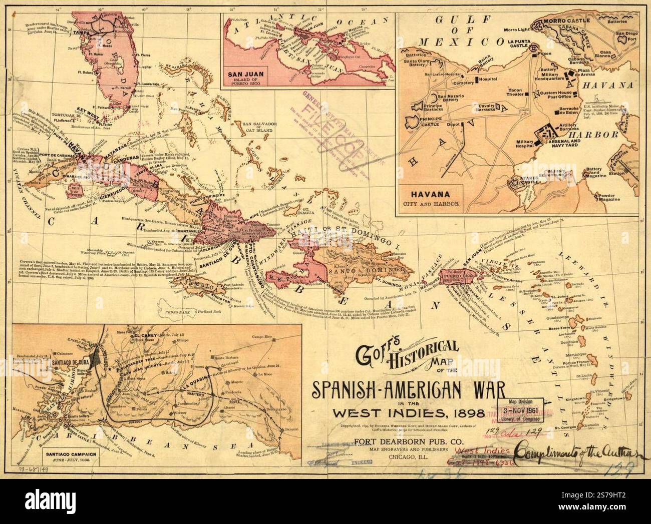 Goff's historical map of the Spanish-American War in the West Indies ...