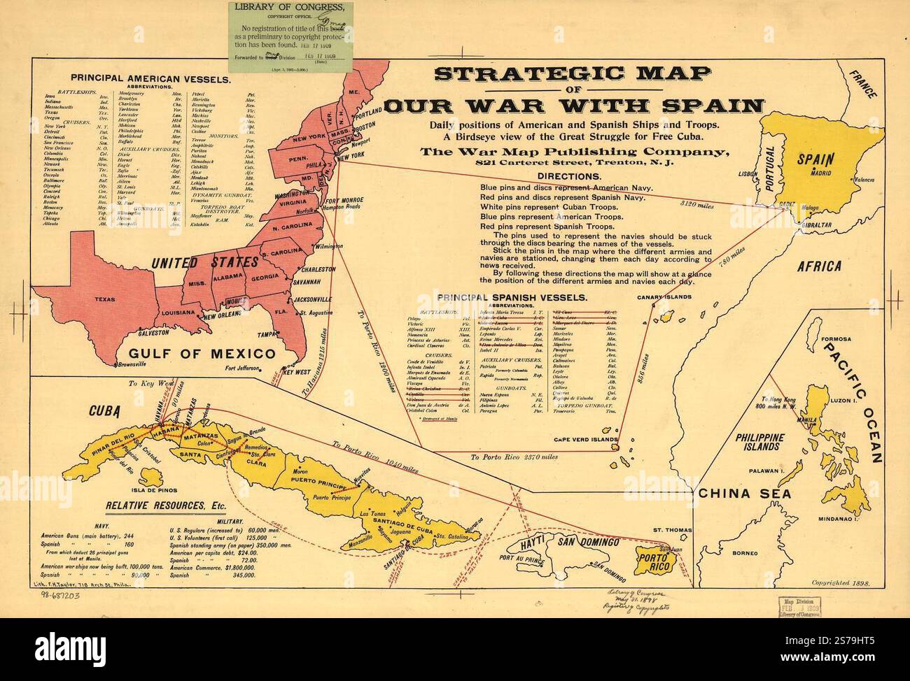 Strategic map of our war with Spain. 1898 by War Map Publishing Company ...