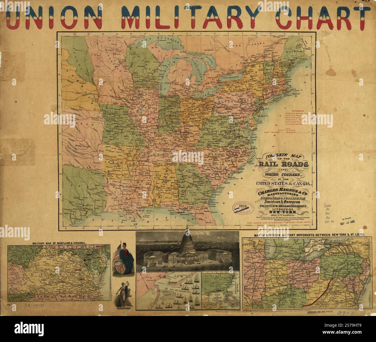 Complete map of the rail roads and water courses, in the United States ...