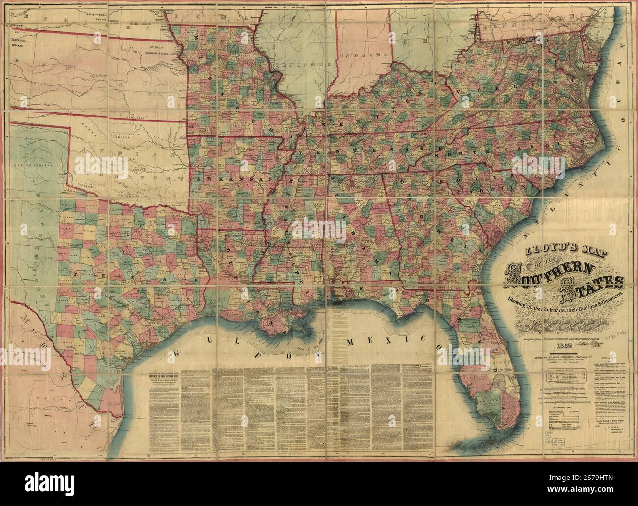 Lloyd's map of the southern states showing all the railroads, their ...