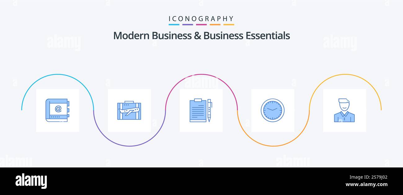 Modern Business And Business Essentials Blue 5 Icon Pack Including file ...