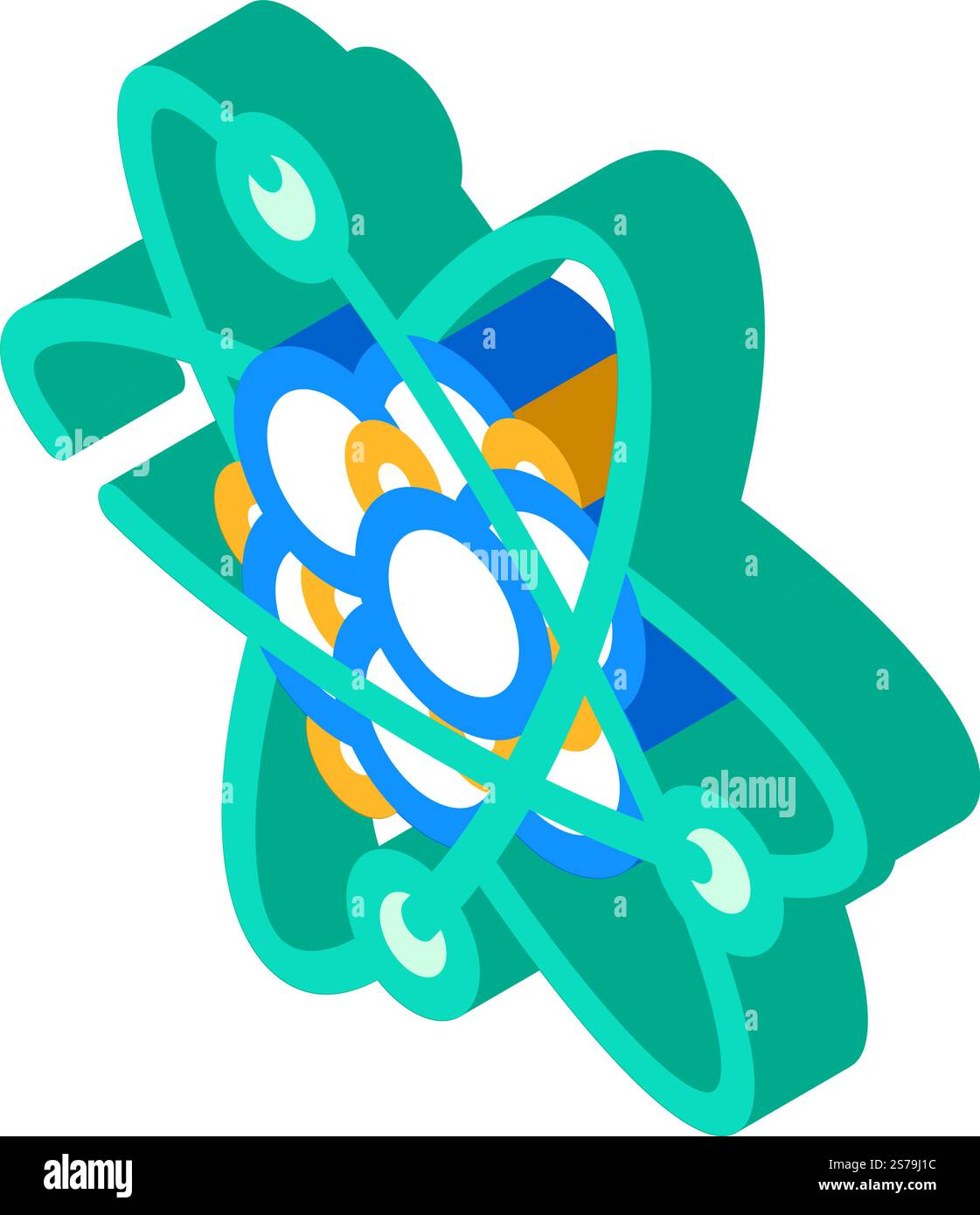 Atom Molecular Structure Isometric Icon Vector Atom Molecular Structure Sign Isolated Symbol