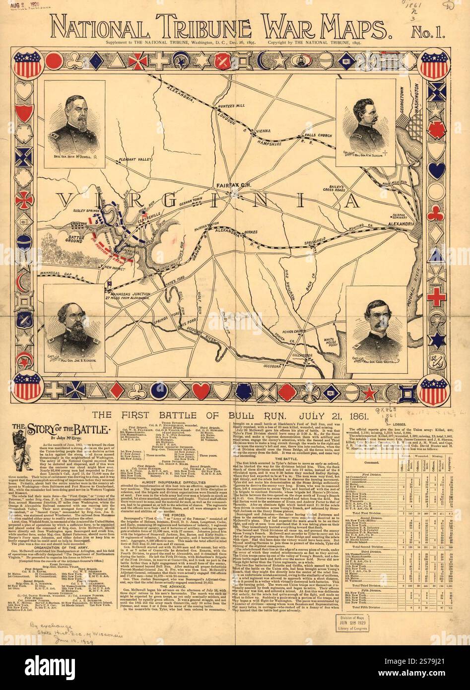 The first battle of Bull Run. July 21, 1861. Washington, Dec 26, 1895 ...