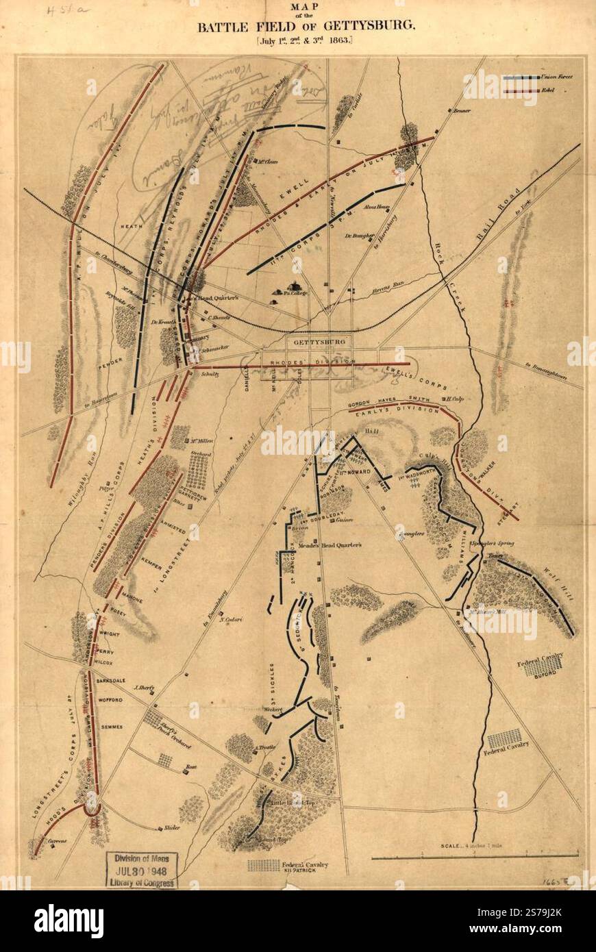 Map of the battle field of Gettysburg. [July 1st, 2nd, and 3rd 1863 ...