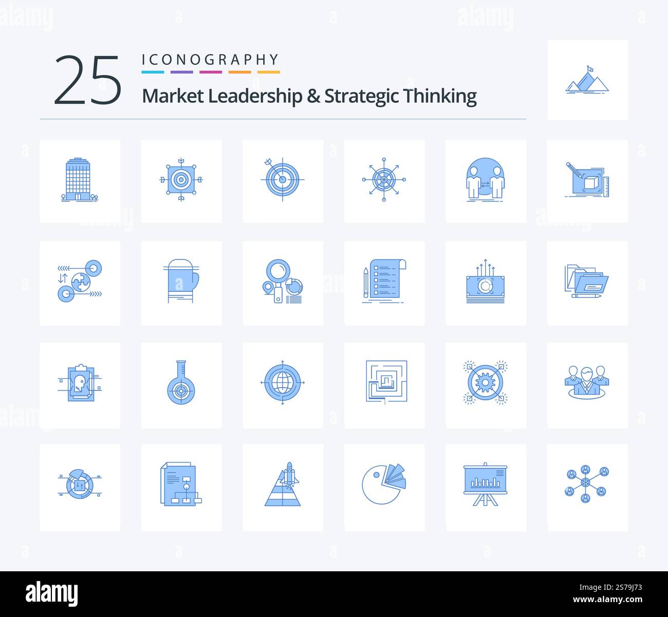 Market Leadership And Strategic Thinking 25 Blue Color icon pack ...