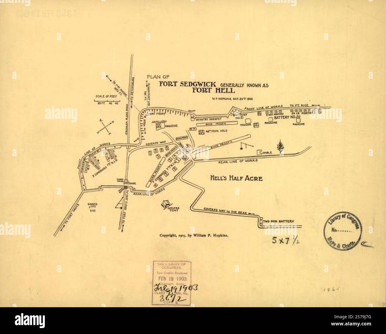 Plan of Fort Sedgwick generally known as Fort Hell 1903 by Hopkins ...