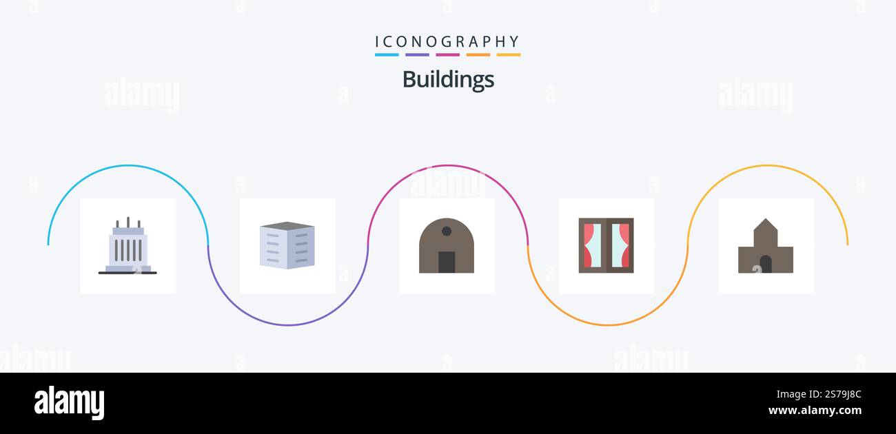 Buildings Flat 5 Icon Pack Including furniture. buildings. housing ...