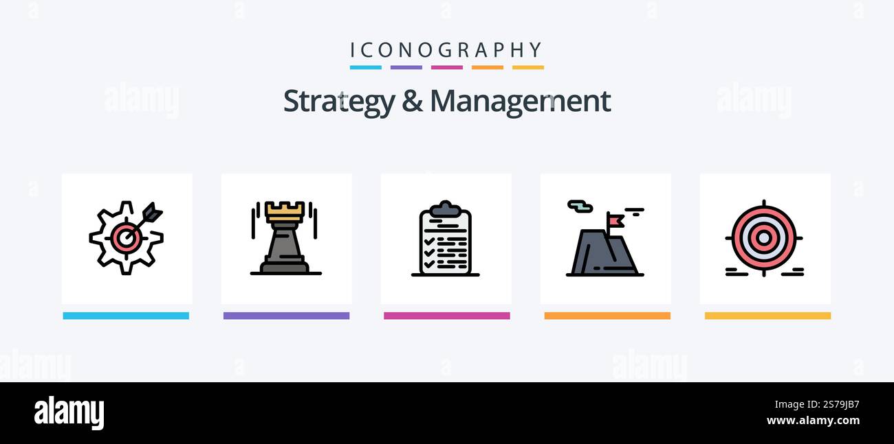 Strategy And Management Line Filled 5 Icon Pack Including engineer ...