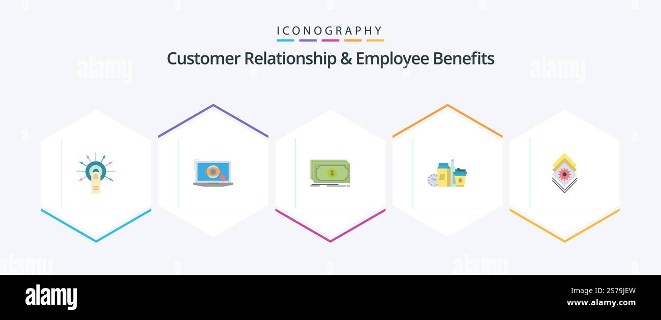 Customer Relationship And Employee Benefits 25 Flat icon pack including ...