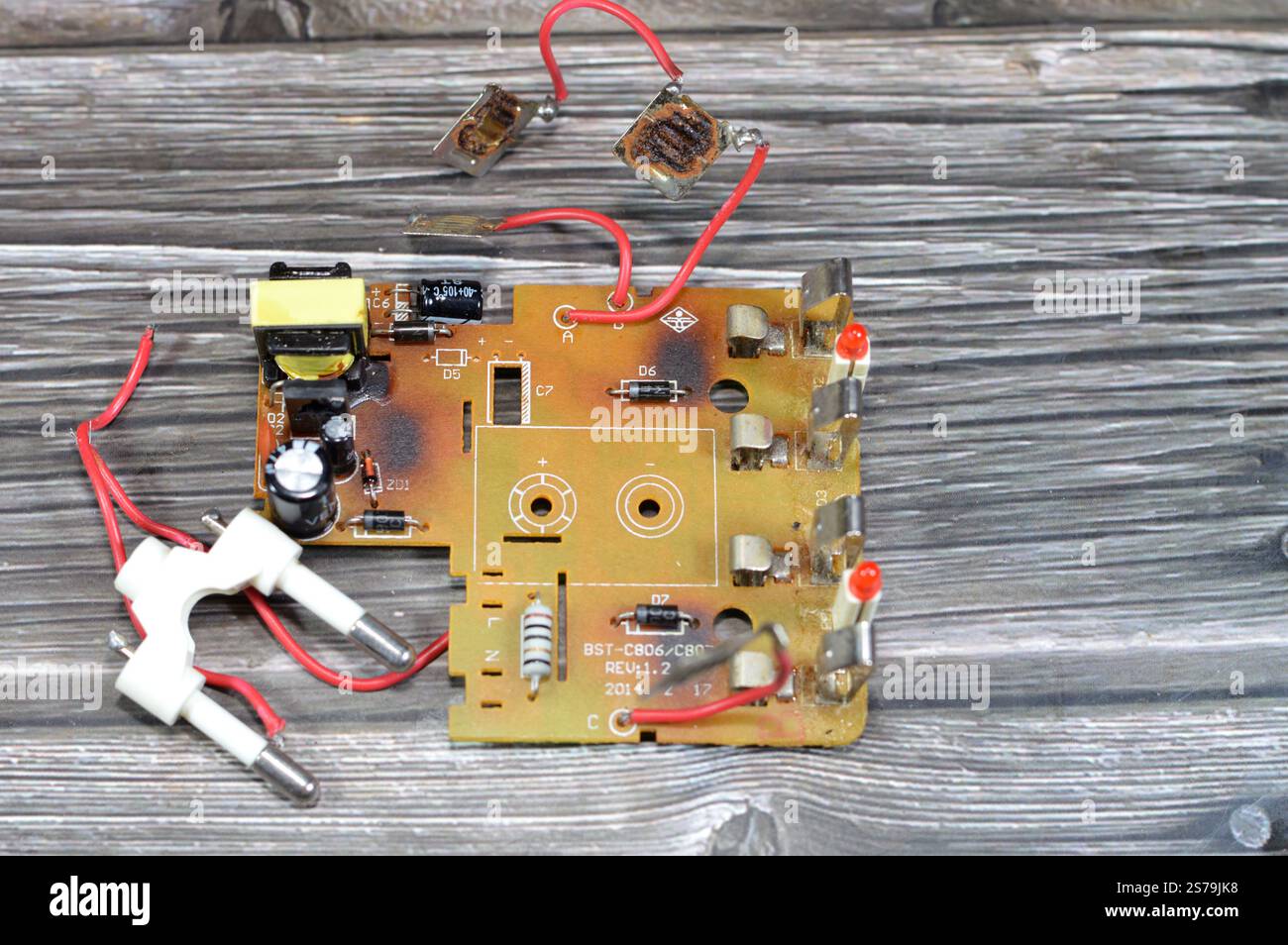 Cairo, Egypt, January 7 2025: Electronic board that was burnt due to ...