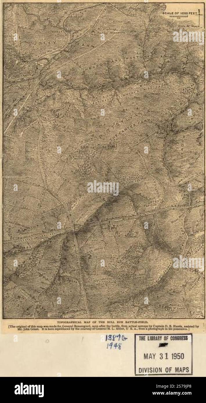 Topographical map of the Bull Run battle-field. [1861]. 1861 by Harris ...