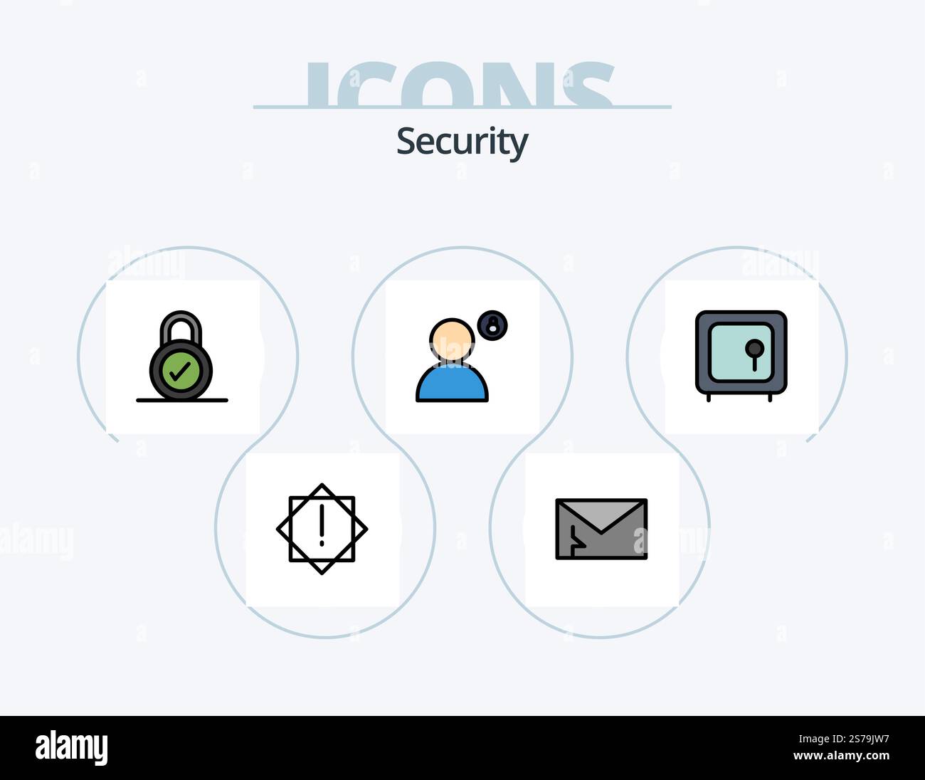 Security Line Filled Icon Pack 5 Icon Design. mail. alert. block ...