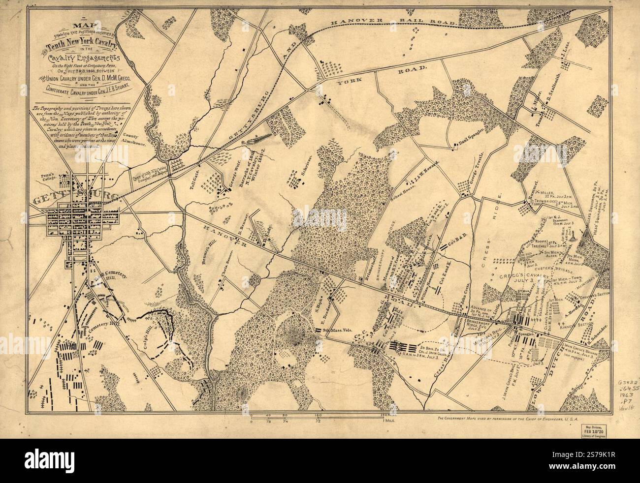 Map showing the positions occupied by the Tenth New York Cavalry in the ...