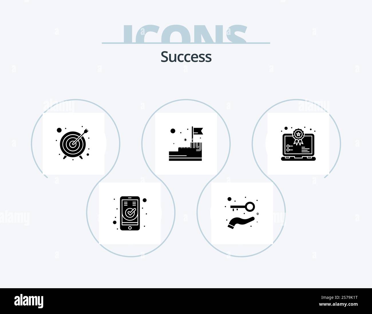 Sucess Glyph Icon Pack 5 Icon Design. bonus. goal. award. flag. bottom ...