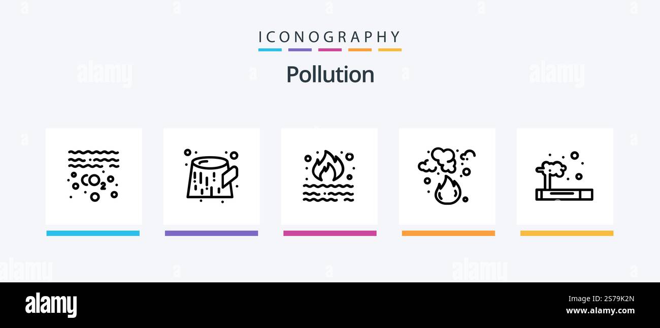 Pollution Line 5 Icon Pack Including gas. pollution. smoke. hazard ...