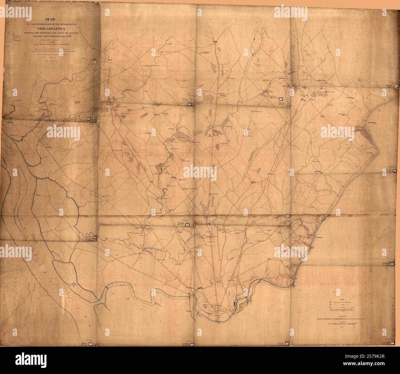 Map of a reconnoissance [sic] of the approaches to Philadelphia showing ...