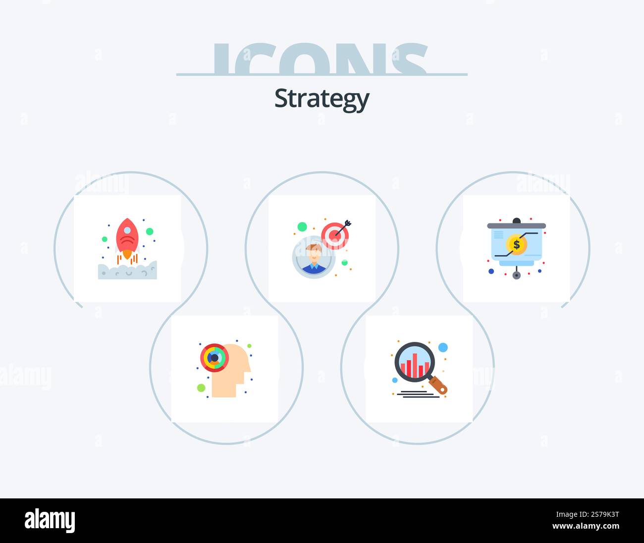 Strategy Flat Icon Pack 5 Icon Design. money. strategy. start ...