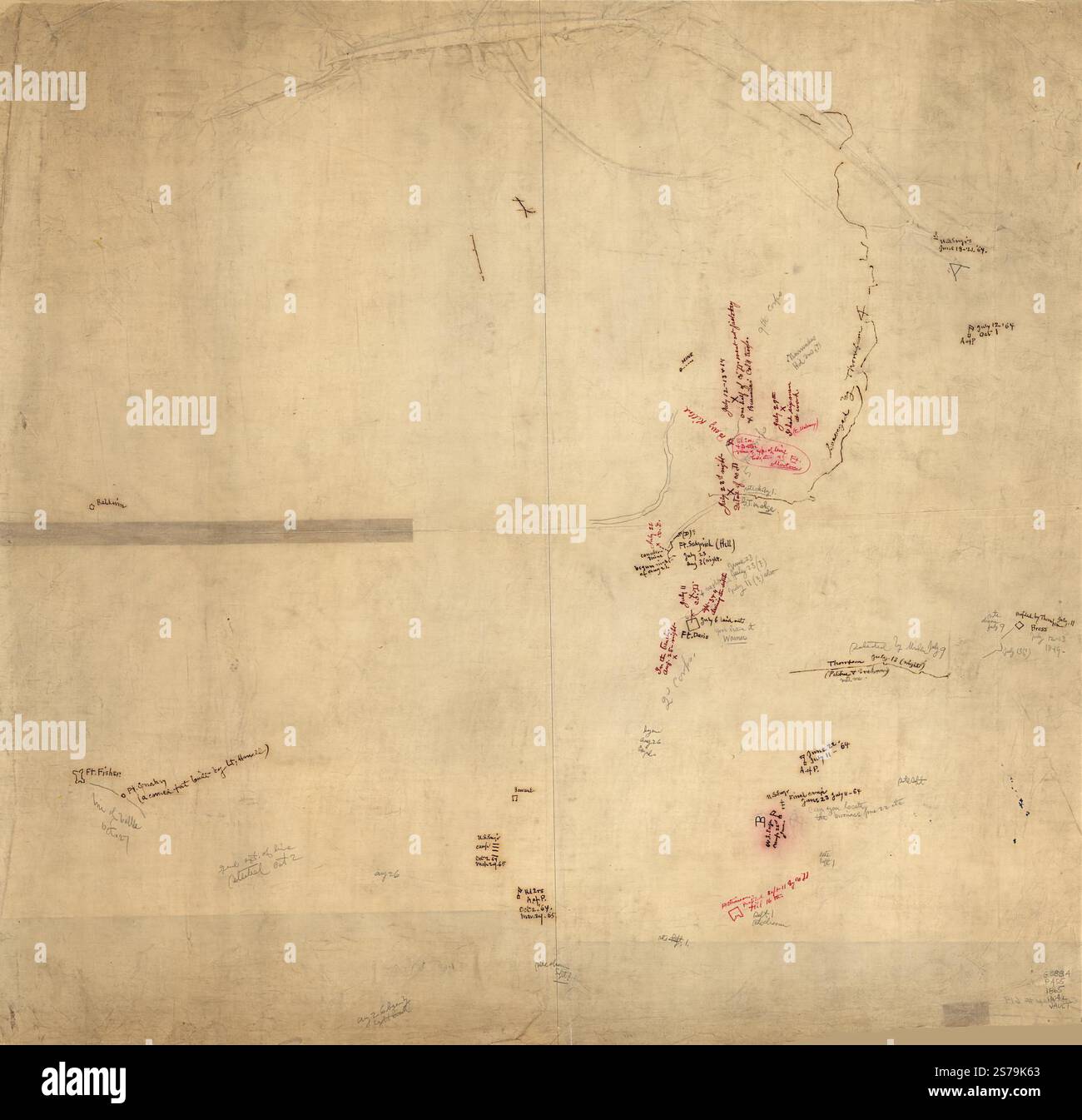 [Overlay to the map of the siege of Petersburg, 1864-5]. 1865 by Weyss ...