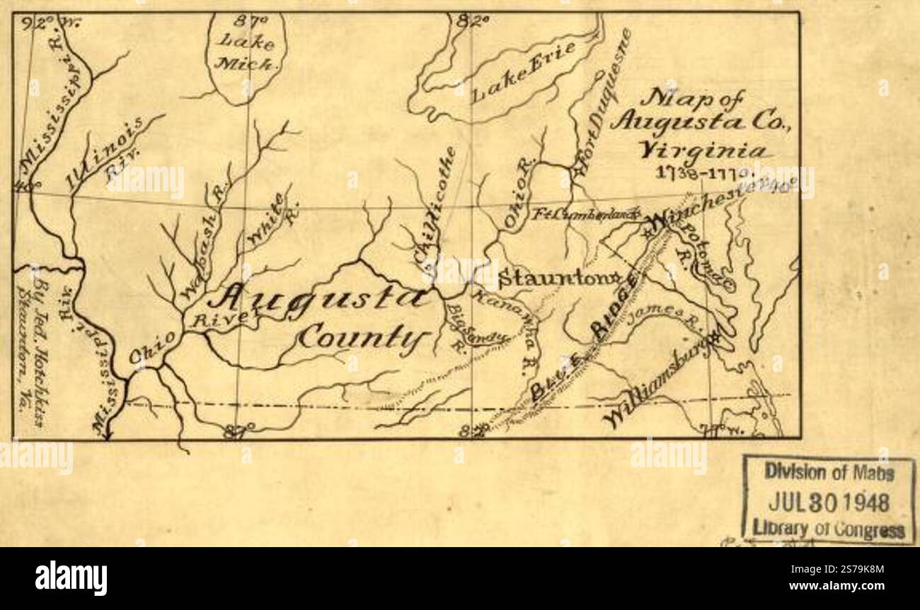 Map of Augusta Co., Virginia, 1738-1770 1886 by Hotchkiss Jedediah ...