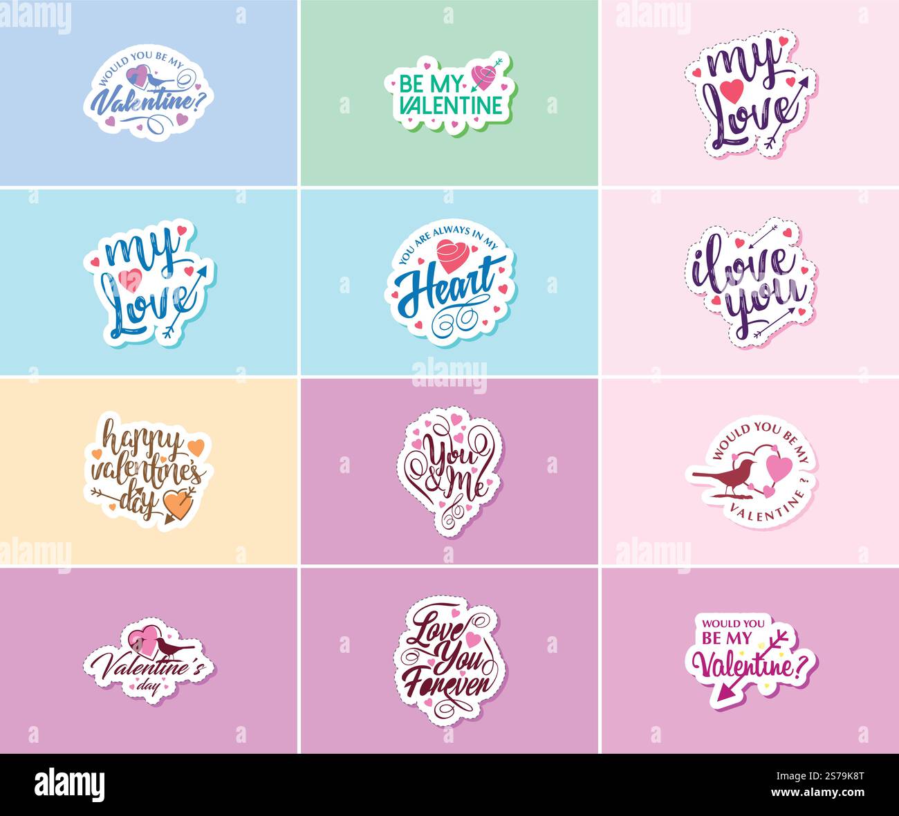 Heartwarming Valentine’s Day Typography and Graphic Design Stickers ...
