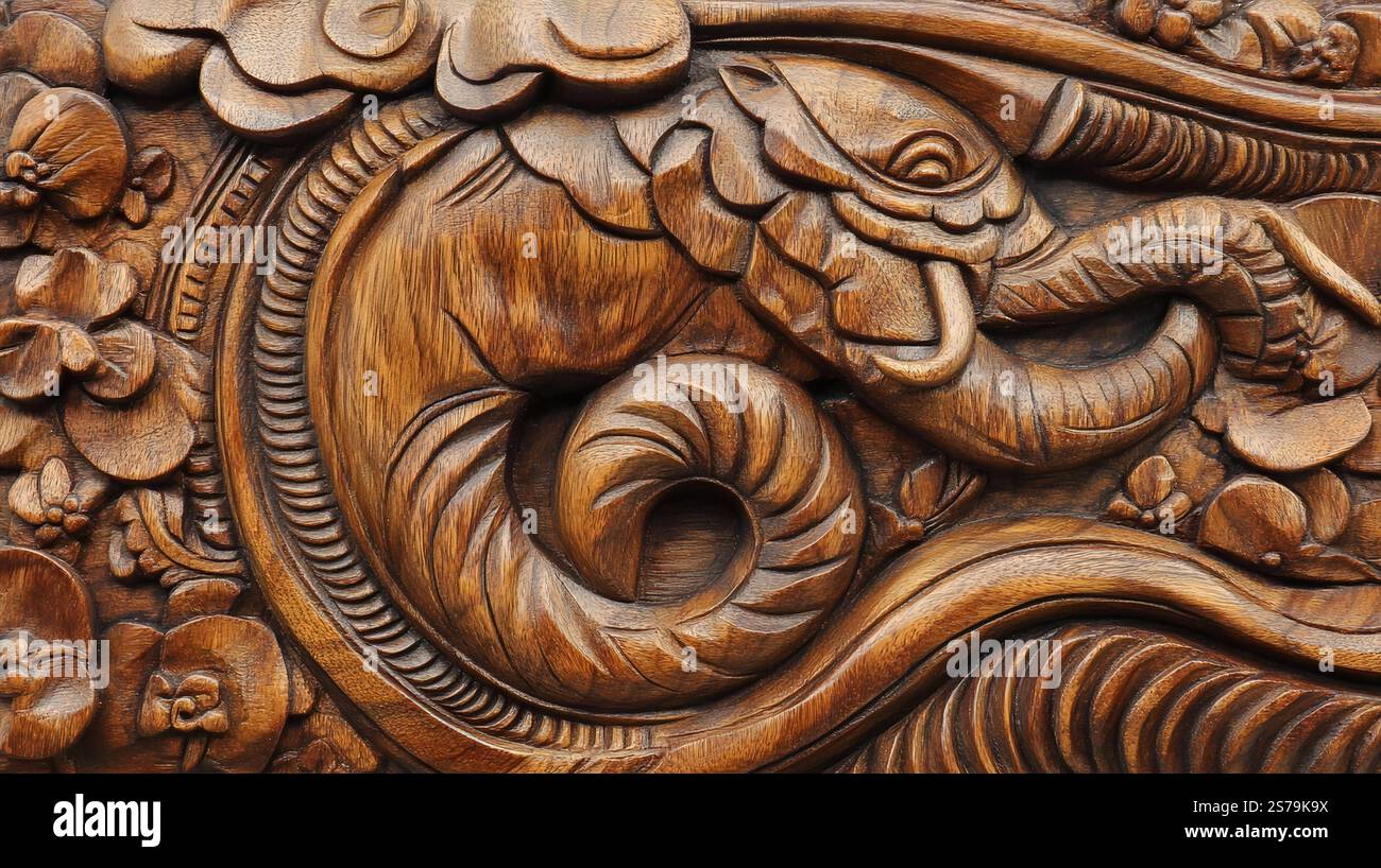 Exquisite Sandalwood Elephant Carving with Intricate Textured Details ...