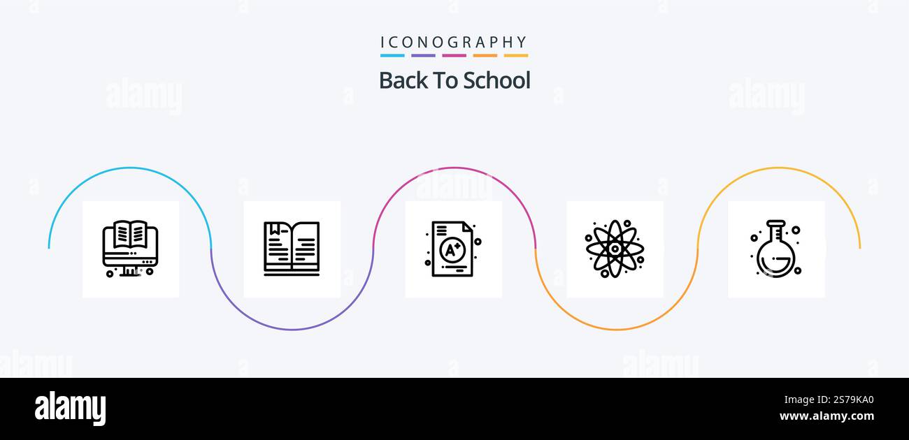 Back To School Line 5 Icon Pack Including back to school. school. a+ ...
