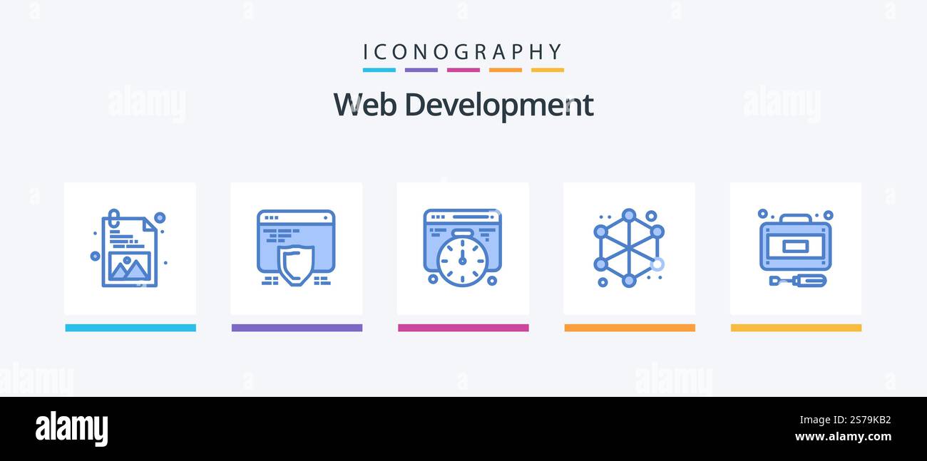 Web Development Blue 5 Icon Pack Including service. recuperation. web. development. server ...
