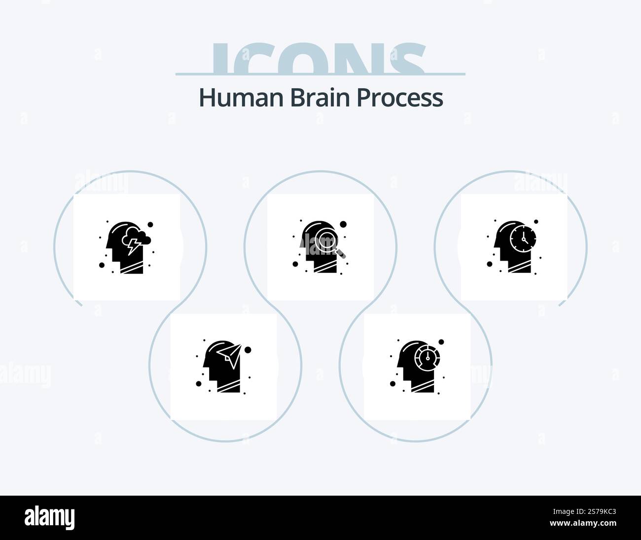 Human Brain Process Glyph Icon Pack 5 Icon Design. mind. head. mind ...