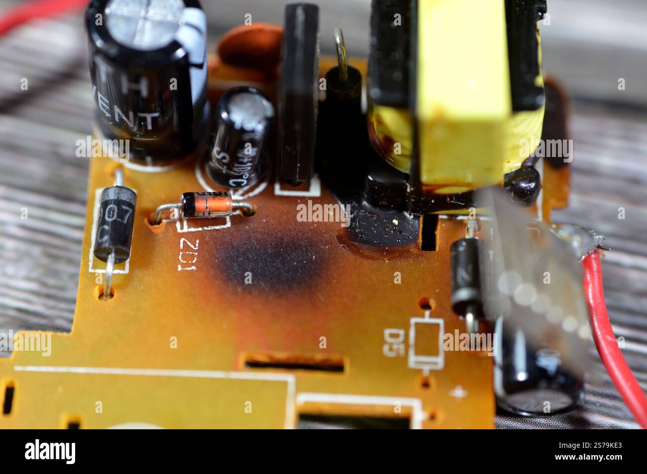 Cairo, Egypt, January 7 2025: Electronic board that was burnt due to ...