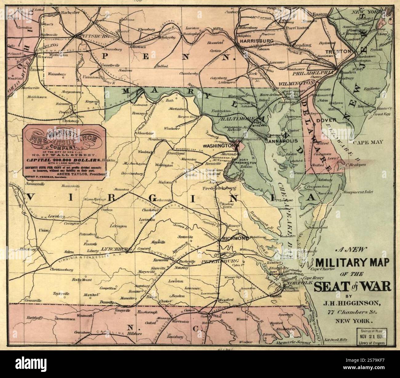 A new military map of the seat of war 1861 by Higginson J. H ...