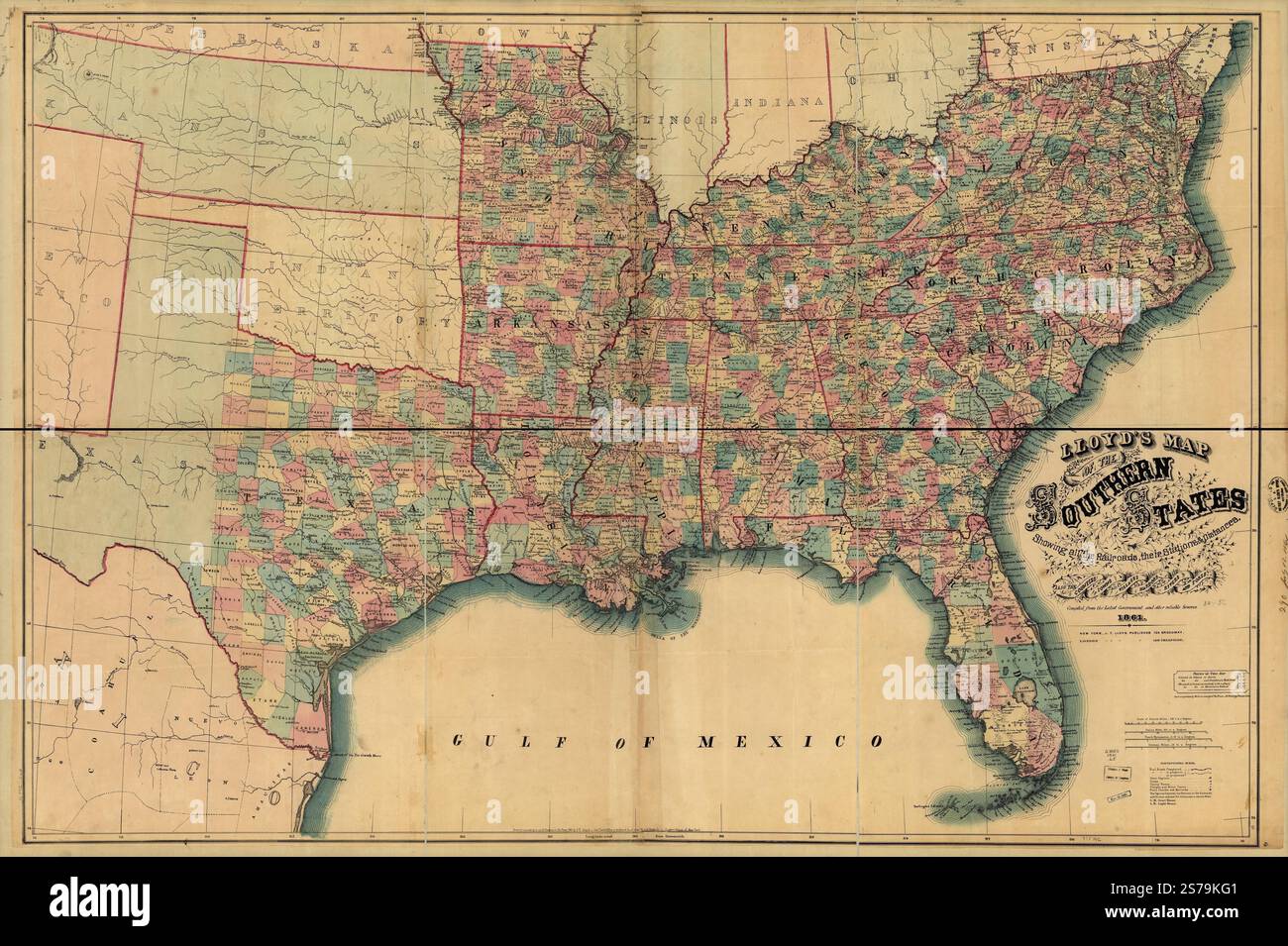 Lloyd's map of the southern states showing all the railroads, their ...