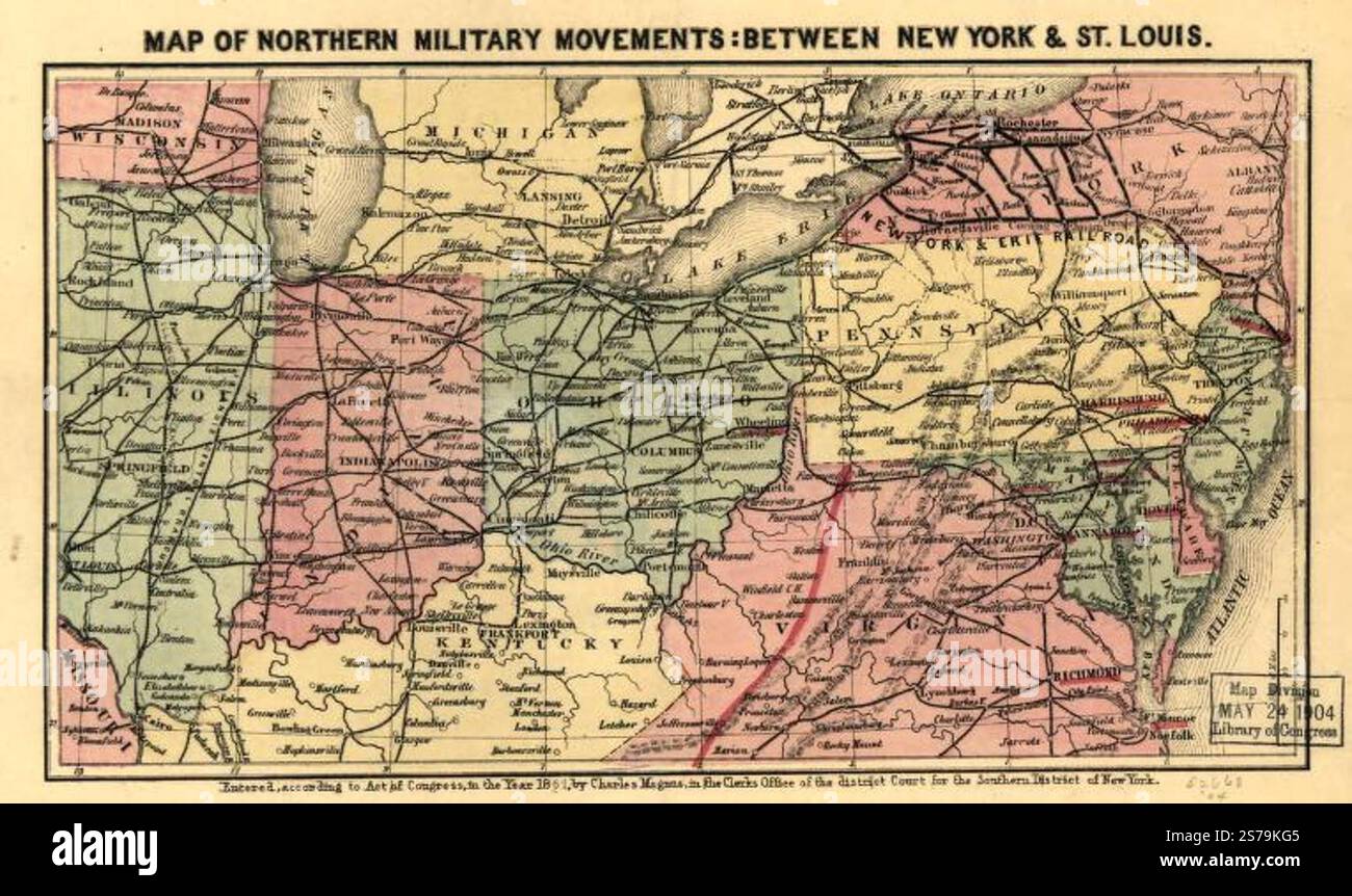 Map of northern military movements: between New York & St. Louis 1861 ...