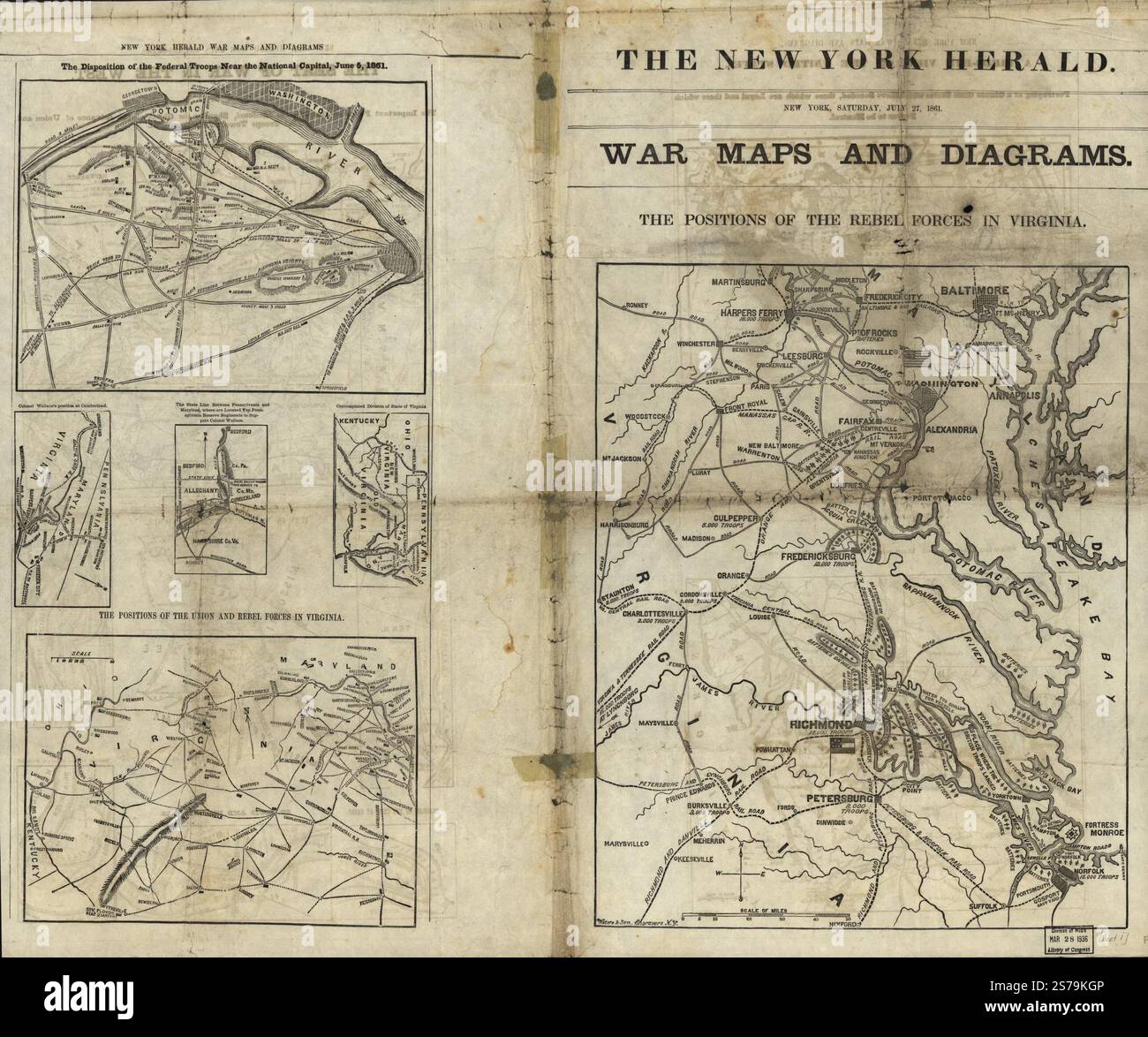 War maps and diagrams. 1861 Stock Photo - Alamy