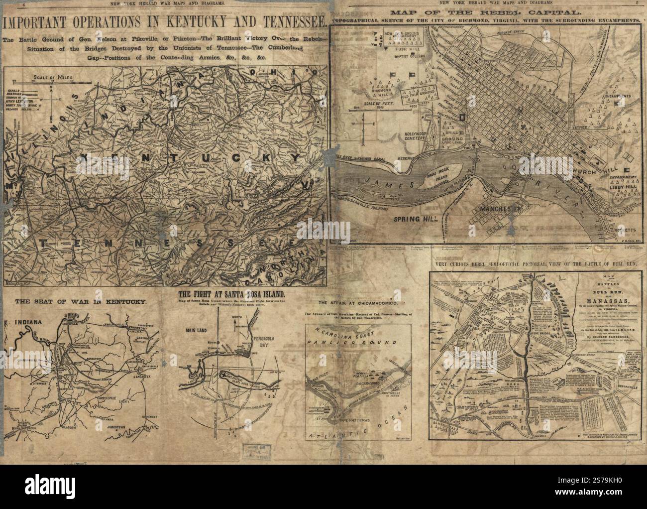 War maps and diagrams. 1861 Stock Photo - Alamy