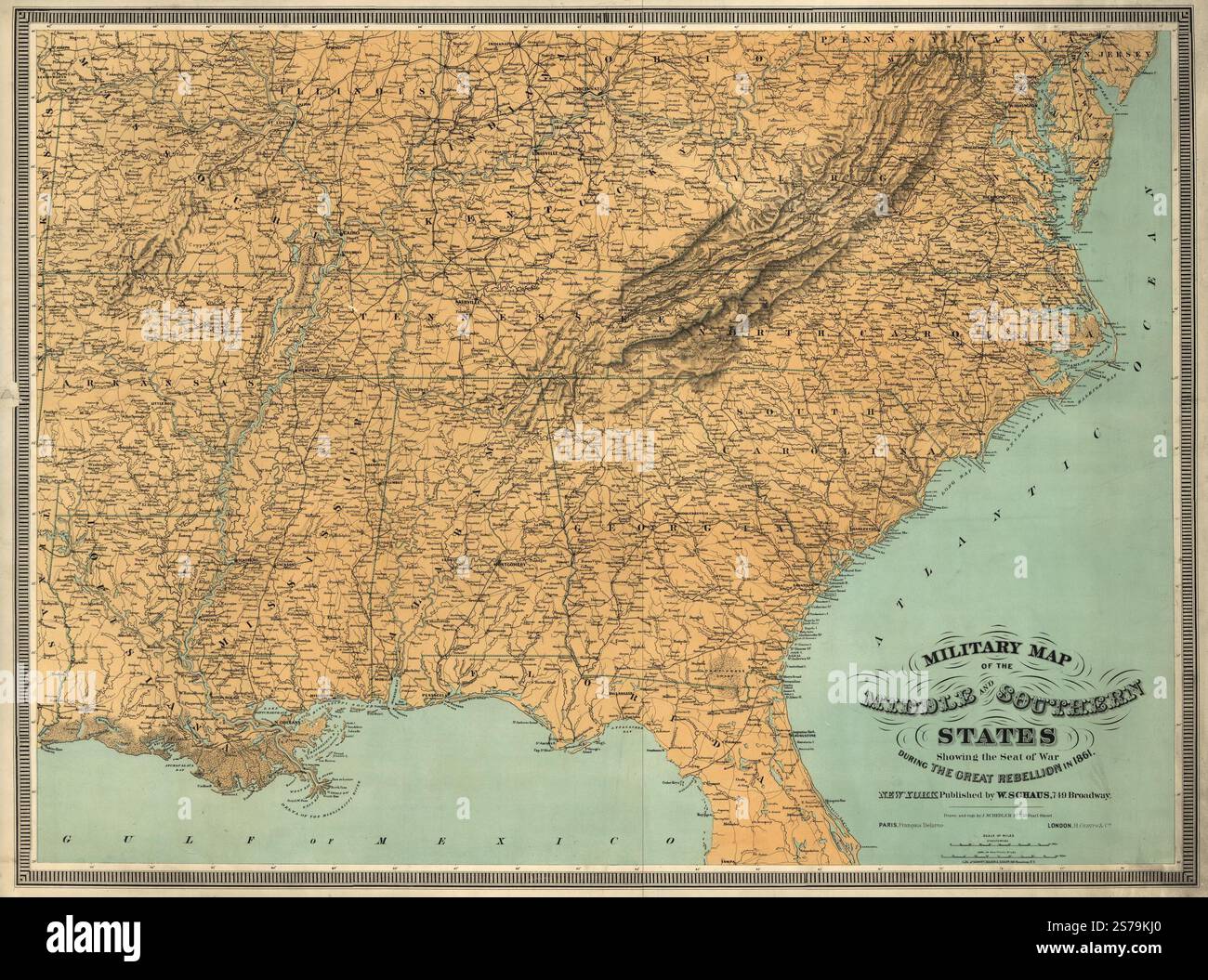 Military map of the middle and southern states showing the seat of war ...